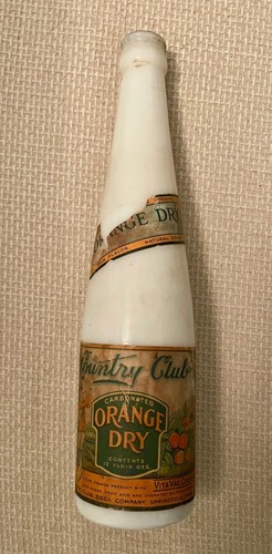 VINTAGE COUNTRY CLUB ORANGE DRY Milk Glass Soda Bottle w/Golf Image ...