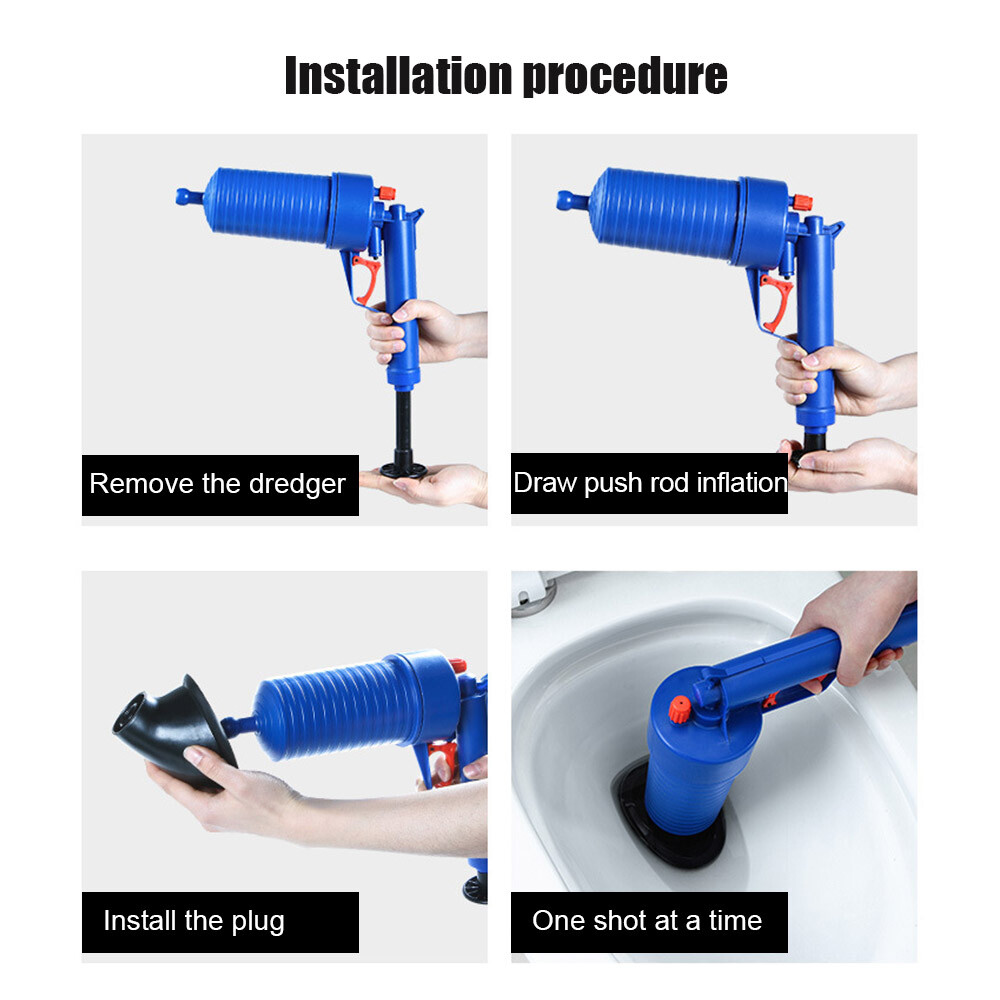 Toilet Plunger Set Air Pump Drain Blaster Bath Blockage Remover Sink ...