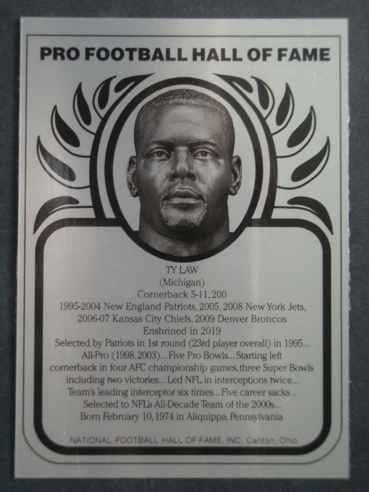 Pro Football Hall of Fame Metal Metallic Bust Cards Mint Aluminum - NFL ...