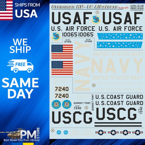 Print Scale 72-136 Decal for Grumman Hu-16 Albatross (Aircraft wet ...