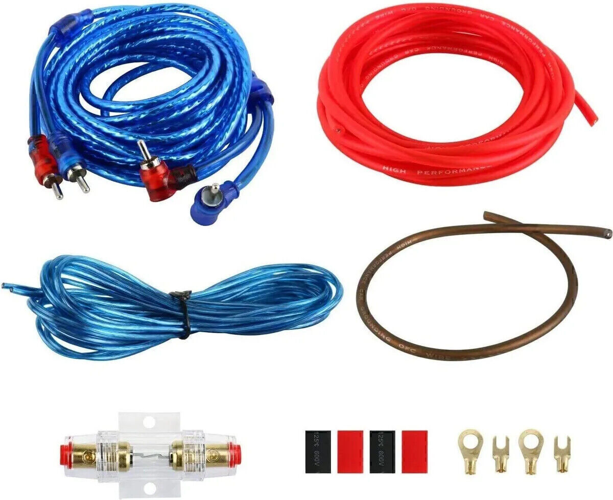 1500W Car Audio 8 Gauge Cable Kit Amp Amplifier Install RCA Subwoofer ...