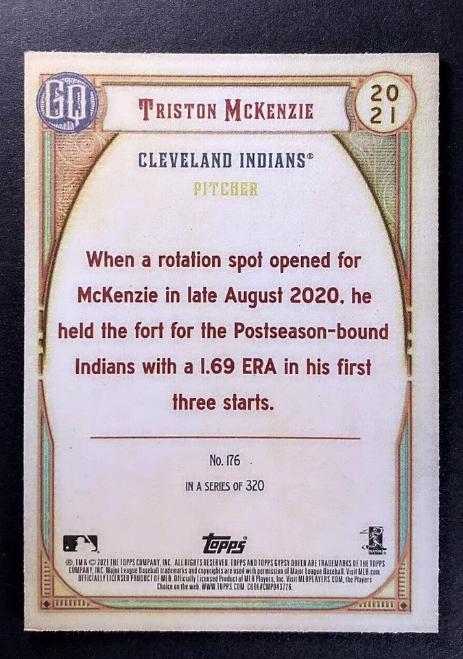 2021 Topps Gypsy Queen #176 TRISTON McKENZIE GREEN ROOKIE CARD RC #176 ...