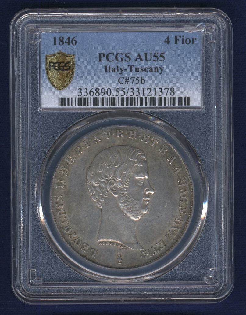 ITALY / ITALIAN STATES TUSCANY 1846 4 FIORINI SILVER COIN PCGS ...