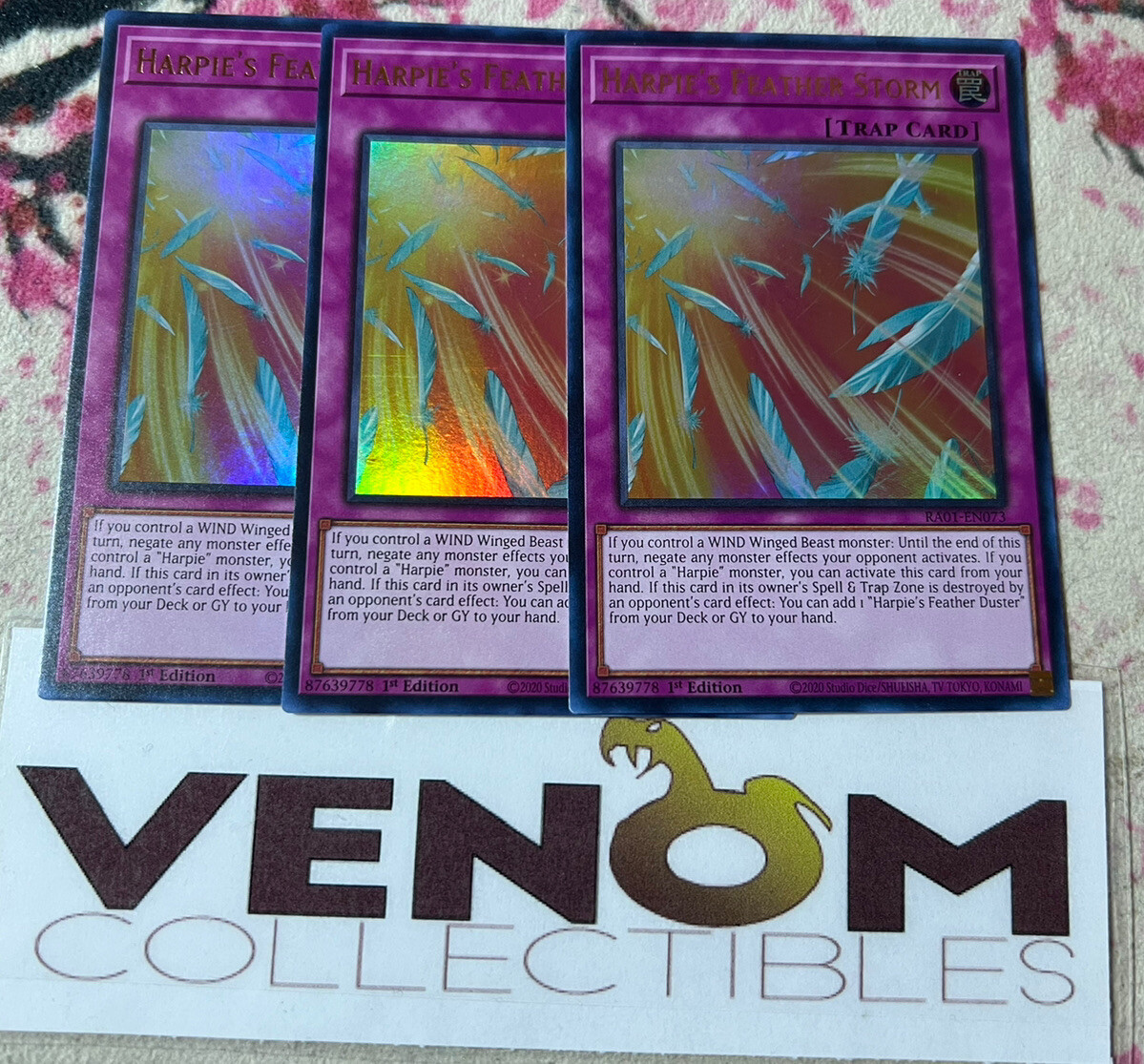 3x (M/NM) Harpie's Feather Storm RA01-EN073 Ultra Rare 1st Edition ...