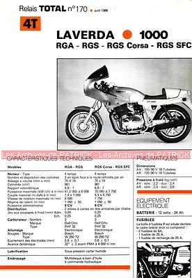 LAVERDA 1000 RGA RGS Corsa SFC 1986 Fiche Technique Moto 000352 | eBay
