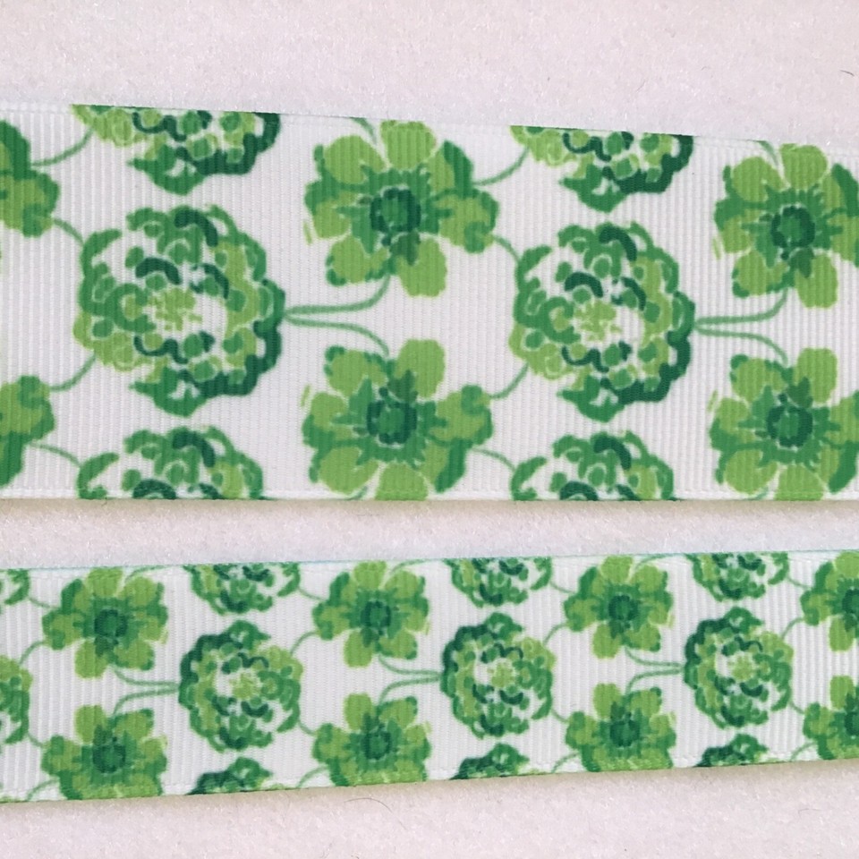 Pretty green floral Irish inspired Grosgrain ribbon BTY 7/8" 1.5" | eBay