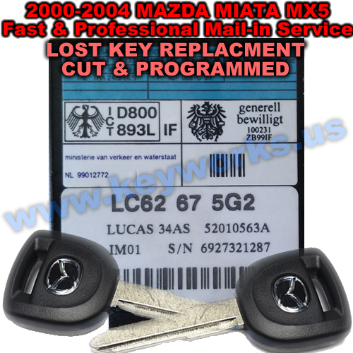 MAZDA MIATA MX5 - Key replacement immobilizer programming - mail in ...