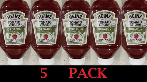 5x Heinz ORGANIC CERTIFIED Tomato Ketchup VALUE BULK Size Bottle Tub ...