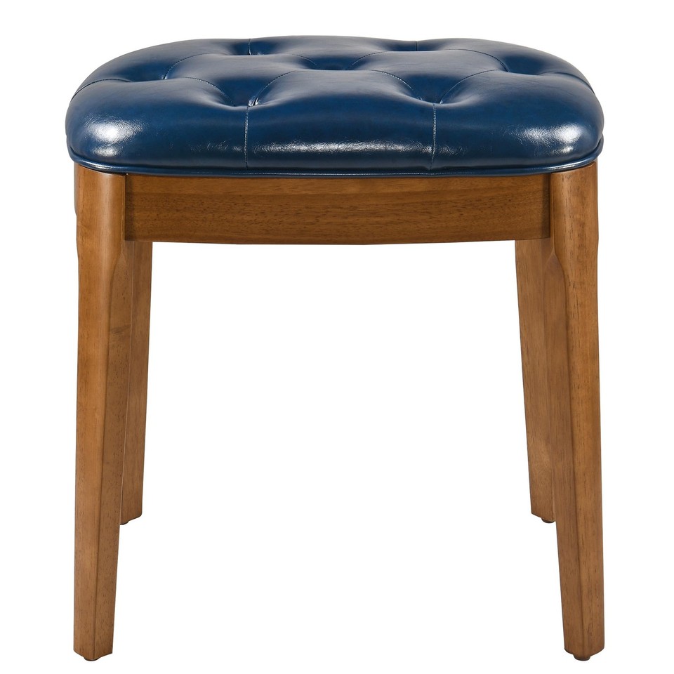 Vanity Bench Stool Upholstered Modern 19.3in Blue Seat Easy Assembly | eBay