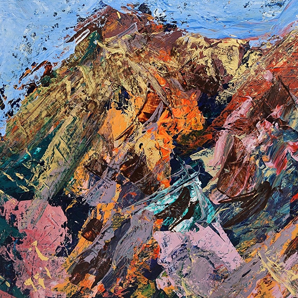 Mountain Painting in an Expressionist Style-Original Acrylic Paint on ...