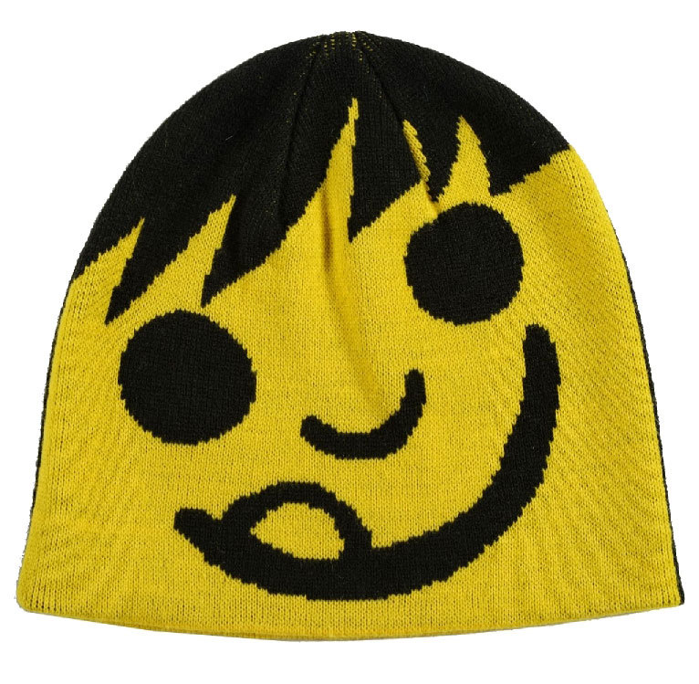 Neff Yellow Black Happy Emoij Shred Snowboard Beanie Winter Hat | eBay