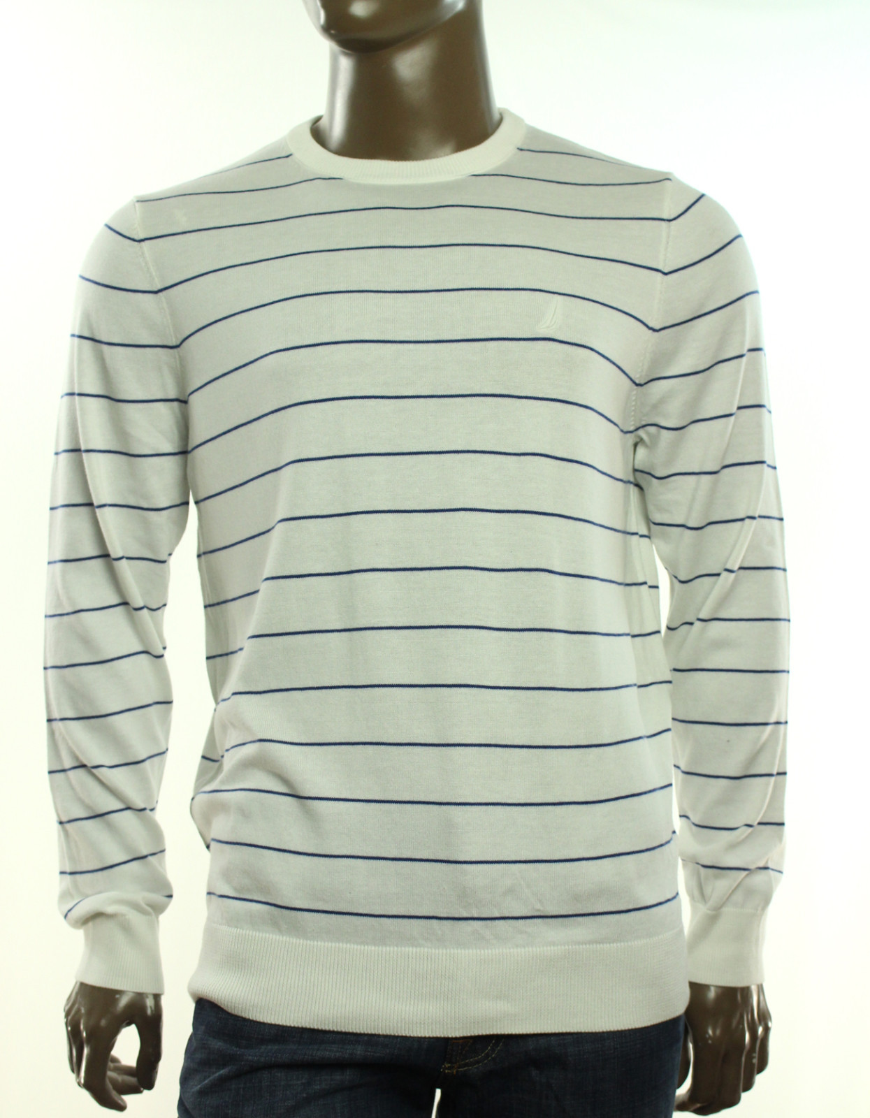 NEW NAUTICA LUXURY PERFORMANCE CREW NECK COTTON MODAL STRIPE PULLOVER ...