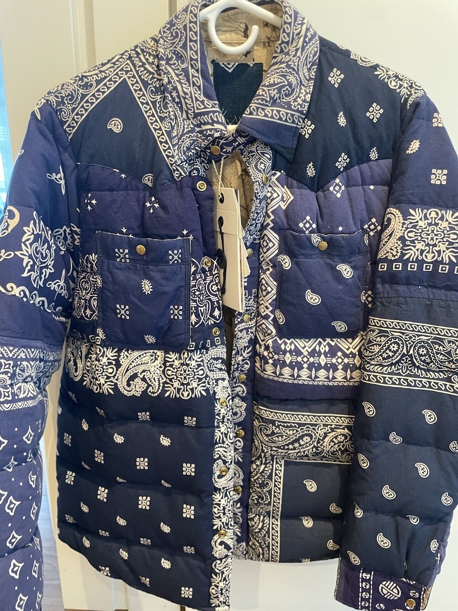 Visvim ICT Kerchief Bandana Jacket quilted down in Blue size Visvim ICT Kerchief Bandana Jacket quilted down in Blue size