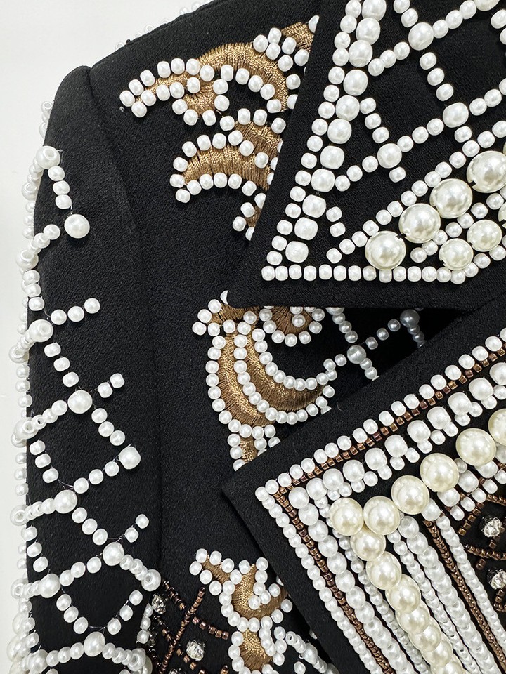 Spring New Embroidery Nail Bead Diamond Short Jacket Women Runway Bead ...