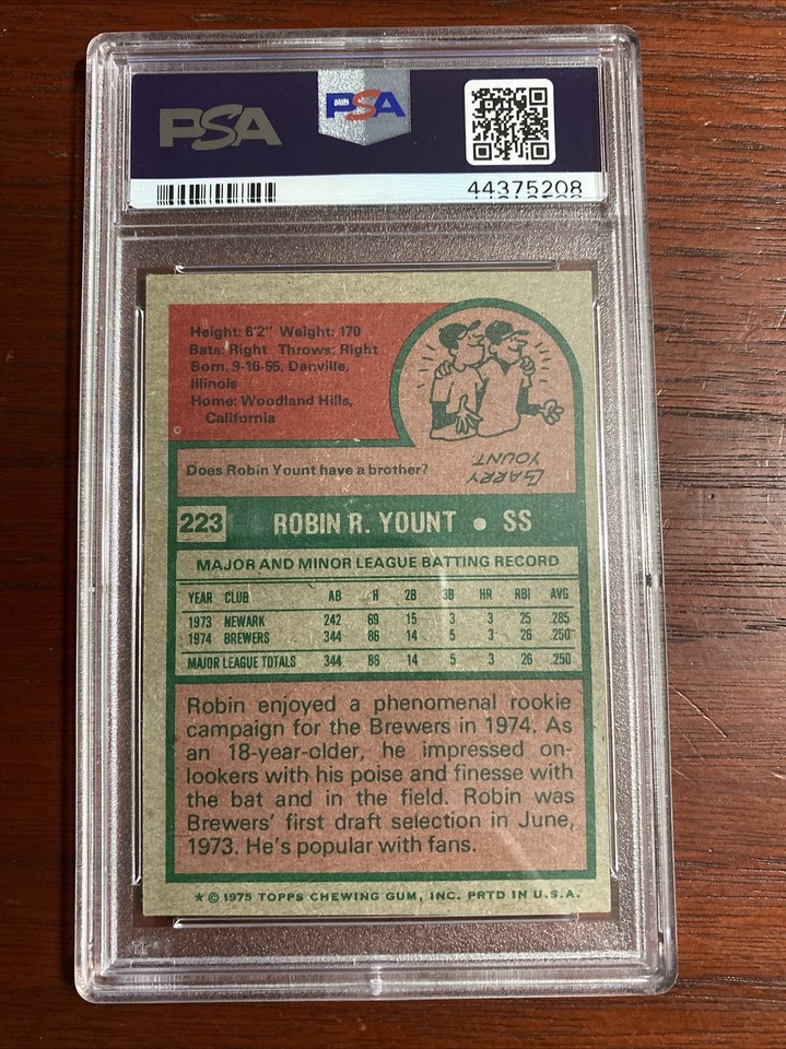 1975 Topps Robin Yount Rookie Card #223 PSA 5 | eBay
