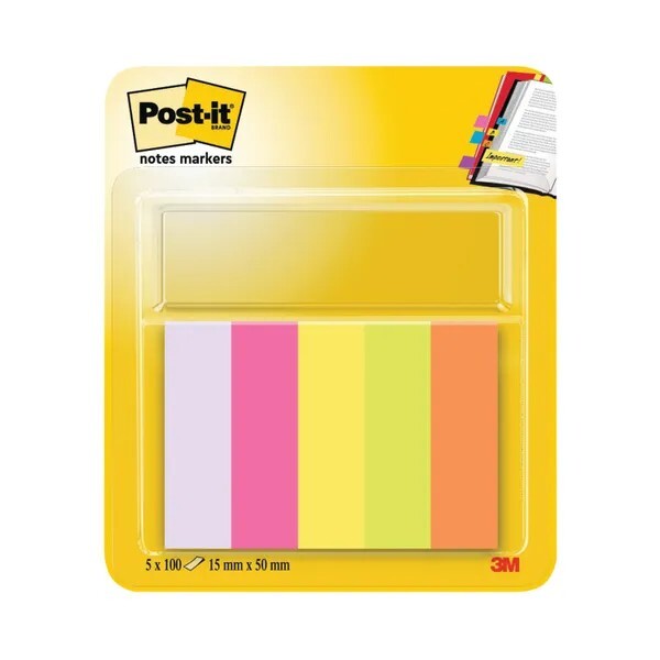 Post-it 670-5 15mm x 50mm Note Page Markers - Orange/ Green/ Yellow ...