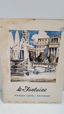Vintage 1961 Menu La Fontaine Meikles Hotel Salisbury England | eBay
