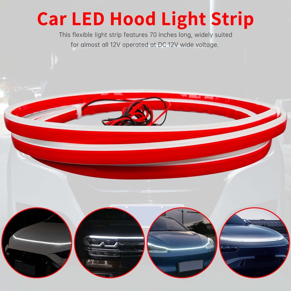 Flexible 70" Start Up Scan Dynamic LED Hood Light DRL Strip For Honda ...