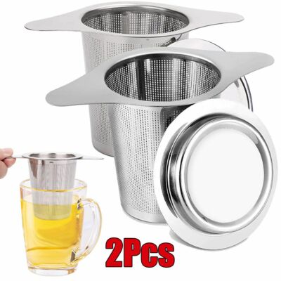 2 Pcs Stainless Steel Mesh Tea Infuser Reusable Strainer Loose Tea Leaf ...