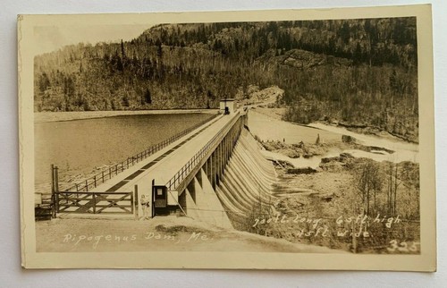 ca 1930s ME RPPC Real Photo Postcard Ripogenus Dam Millinocket Maine ...