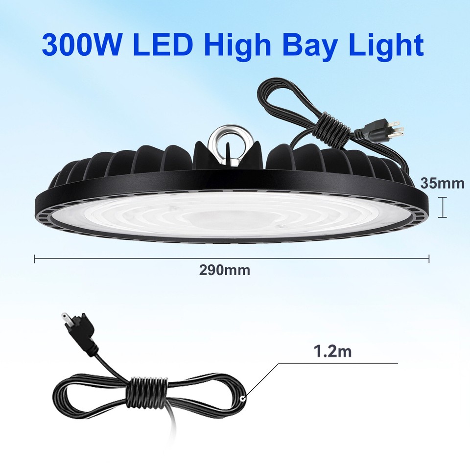 6 Pcs UFO Led High Bay Light 300W Commercial Warehouse Garage Workshop ...