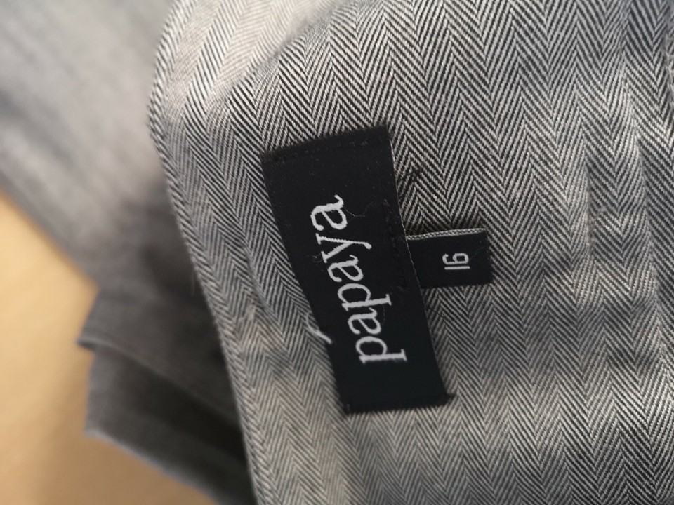 Papaya Grey Zip / Clip Belted Trousers - Size 16 W36" L30" | eBay UK