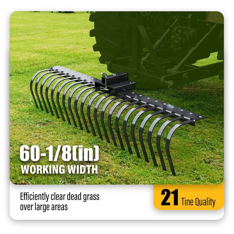 3 Pt Rock Rake 60'' Landscape Soil Gravel Lawn for Cat 1 Campact ...