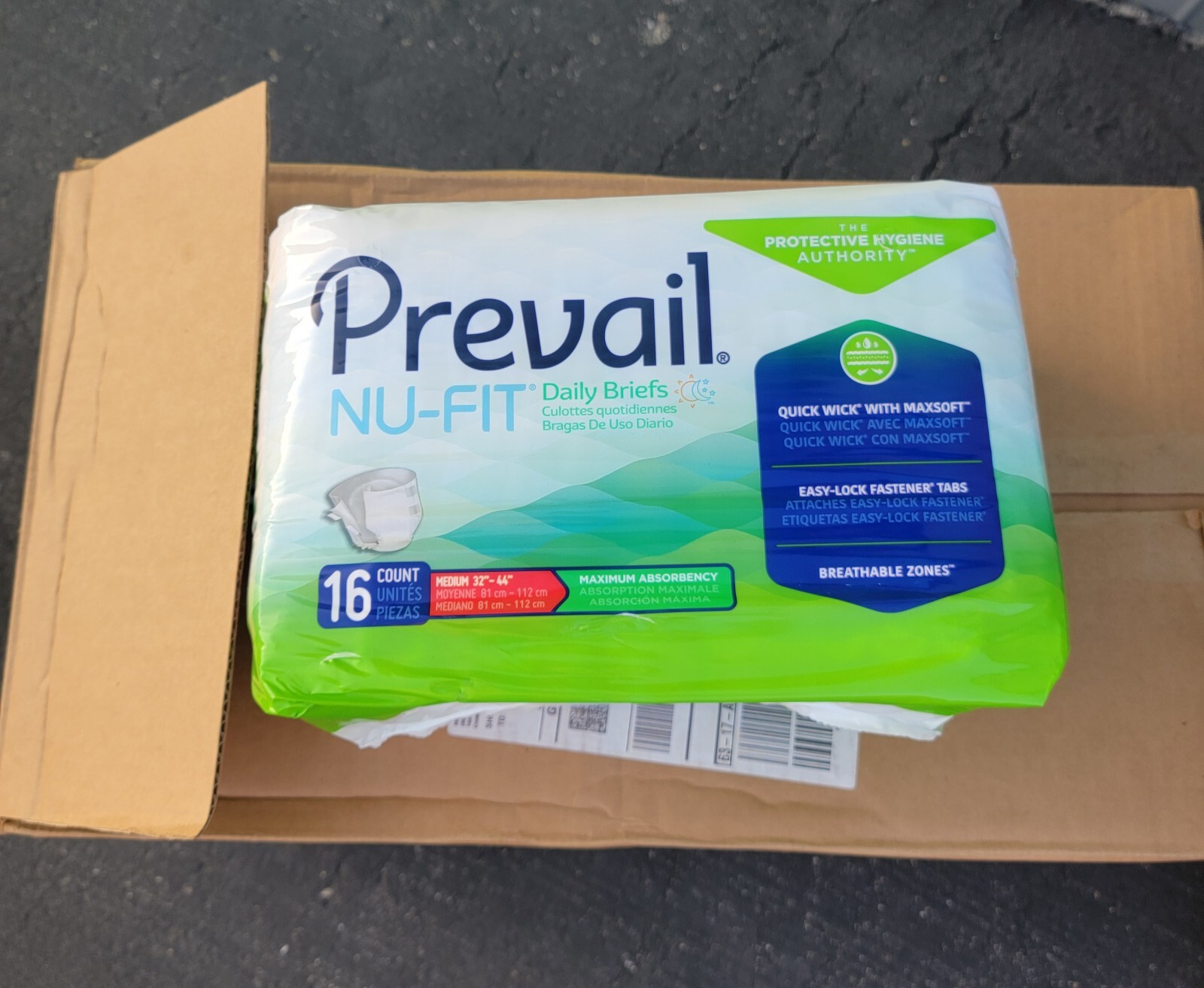 6 X 16 Count Prevail Nu-Fit Adult Diaper Daily Brief Medium size( 1 Box ...