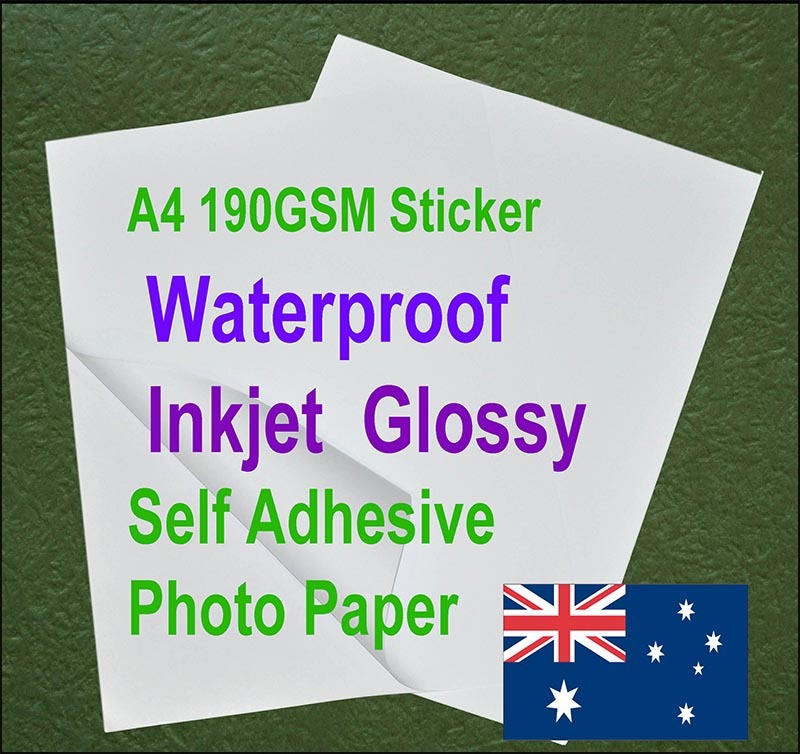 100XA4 190GSM Inkjet Glossy Sticker Adhesive Paper ( Waterproof In ...