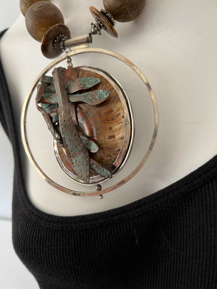 JANE SIGNORELLI Ammonite Fossil Copper Stone Necklace, Unsigned | eBay
