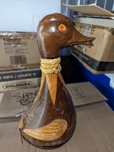 Beautiful Duck Leather Wrapped Bottle | eBay