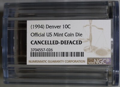 1994-D Roosevelt Dime Official US Mint Coin Die Cancelled-Defaced NGC ...