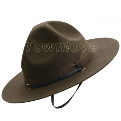 Men's 100% Wool Sergeant Hat Military Campaign Hat Instructor Mountie ...