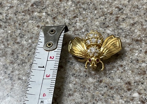 Tiffany & Co Diamond Ruby Eye 18k Gold Bumblebee Pin Brooch 7.2 Gr W ...