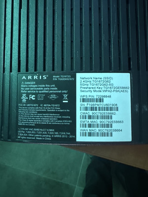 ARRIS ‎ TG1672G Modem - Black | eBay