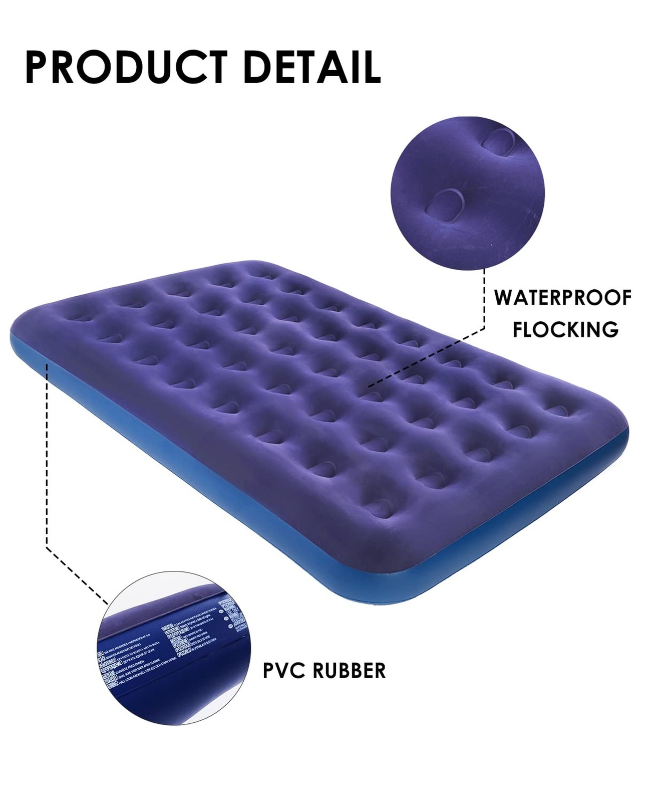 JEAOUIA Full Size Air Mattress for Inflatable - Portable Blue Blow Up ...