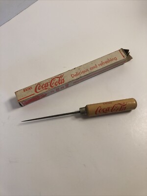 Vintage Coca Cola Ice Pick With Box "Delicious And Refreshing" Wood ...