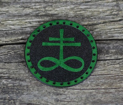 The Leviathan cross leather patch, Lucifer cross, Baphomet symbol ...