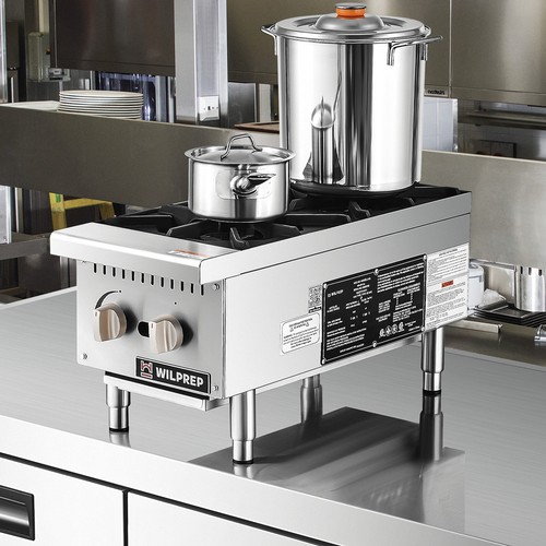 12" Gas Range Stove 2 Burners Countertop Grates 50000BTU Propane Cook ...