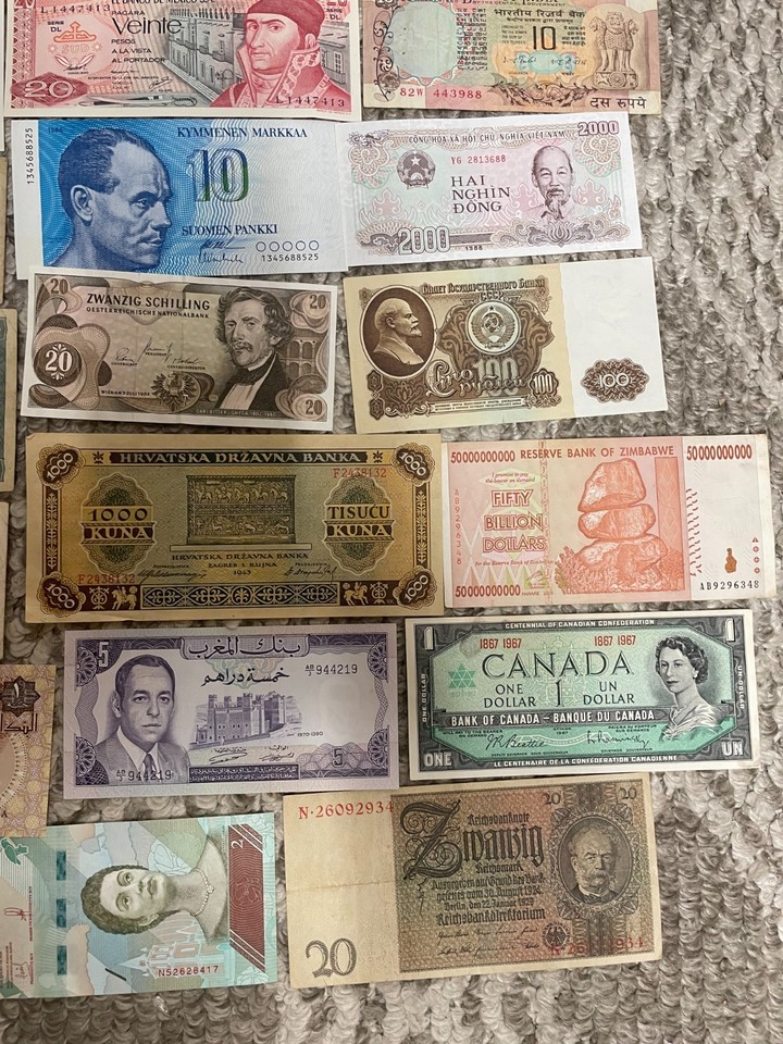 Lot of 20 Foreign Paper Money World Currency Banknotes - Circulated ...