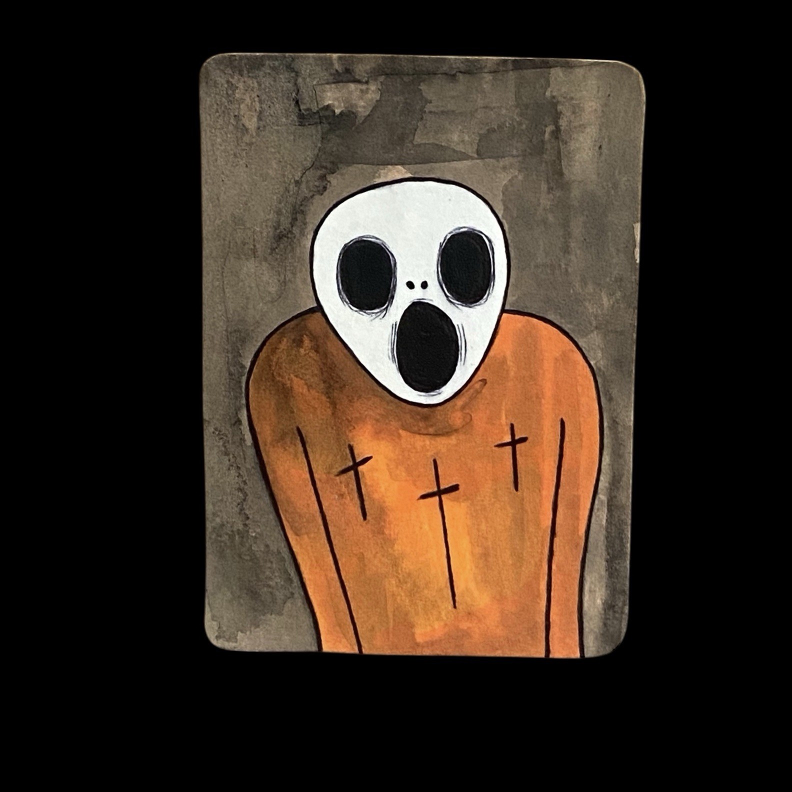 Original Mini Painting Skeleton Person #28 ACEO Small art Miniature ...