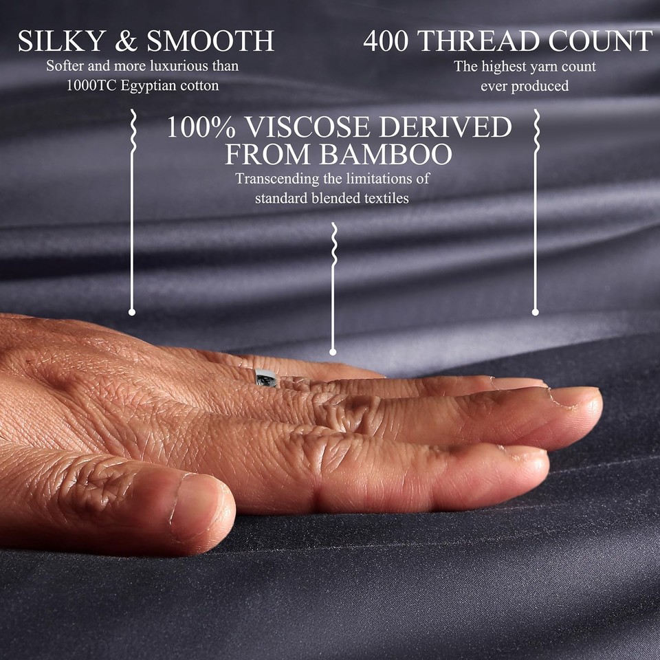 18-24 Inch Extra Deep Pocket King Size Sheets Set, 100% Viscose Derived ...