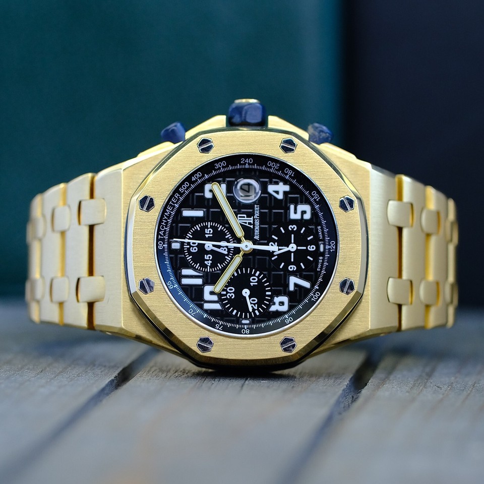 Audemars Piguet Mens Watch "Brick" Solid 18K Yellow Gold Black 41mm ...
