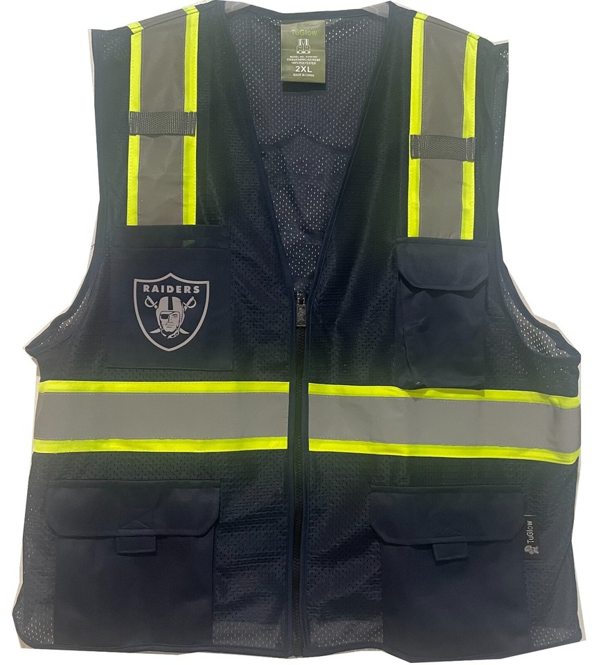 🏈🦺LAS VEGAS RAIDERS WORK SAFETY VEST PPE W/SILVER REFLECTIVE LOGO M/L ...