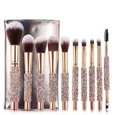 10 Piece Sparkling Makeup Brush Set With Bag | eBay