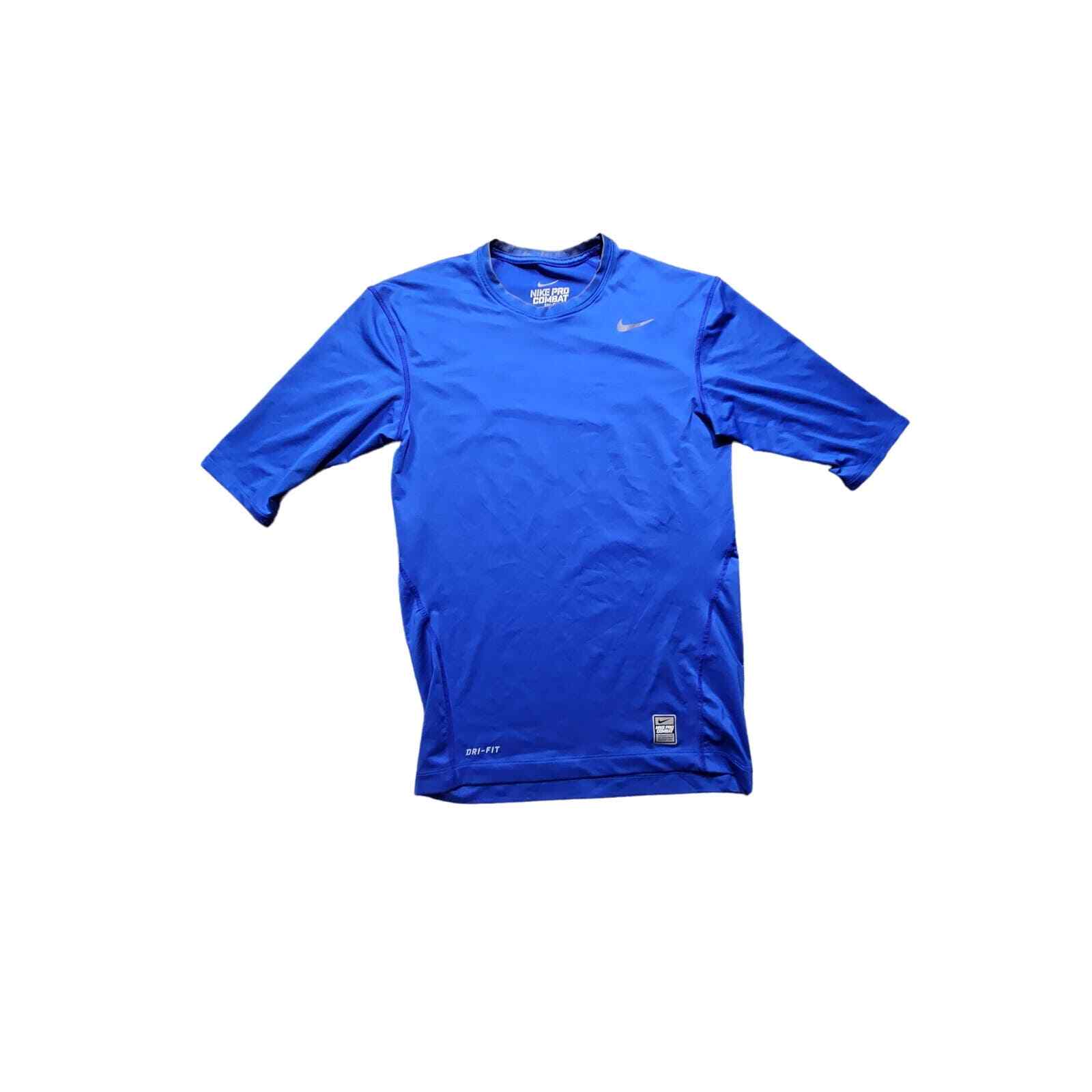 Nike pro combat 3 quarter sleeve long sleeve blue size large | eBay