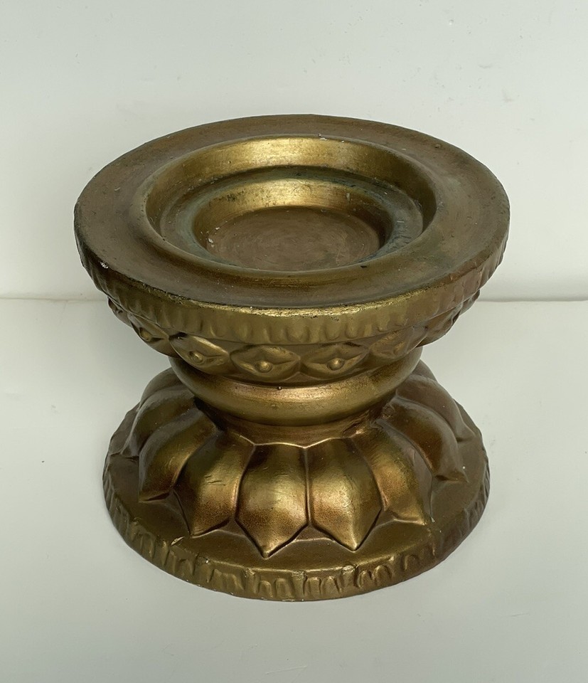 VTG Lenox Ceramic Pillar Candle Holder Antique Gold Embossed Hollywood ...