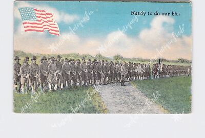 PPC Postcard WW1 US Army Soldiers In Formation 'Ready To Do Our Bit ...