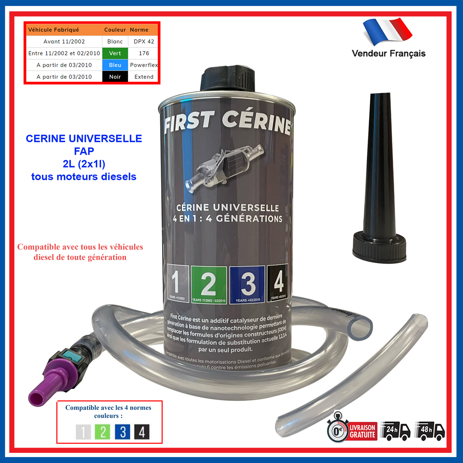 2 Litres Additif FAP DPF Cerine Universelle 1L - DCI HDI TDCI TDI CDI ...