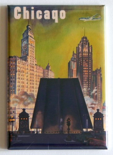 Chicago FRIDGE MAGNET travel poster style E | eBay